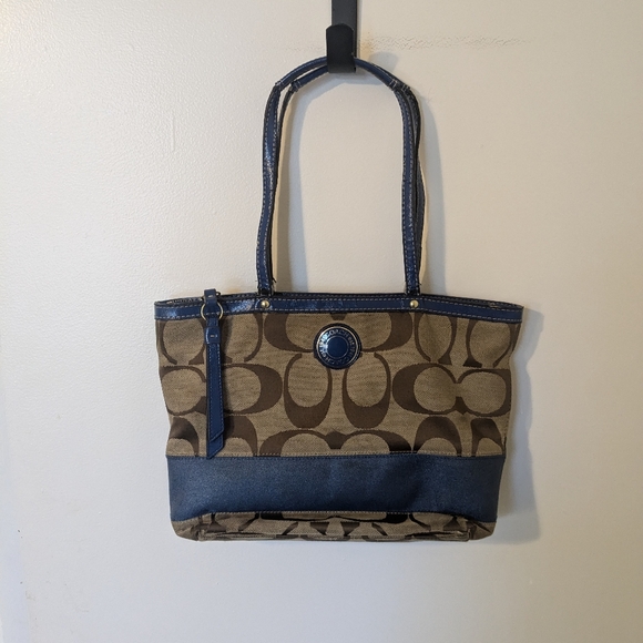 Coach | Bags | Vintage Coach Purse Blue Brown Needs Tlc | Poshmark